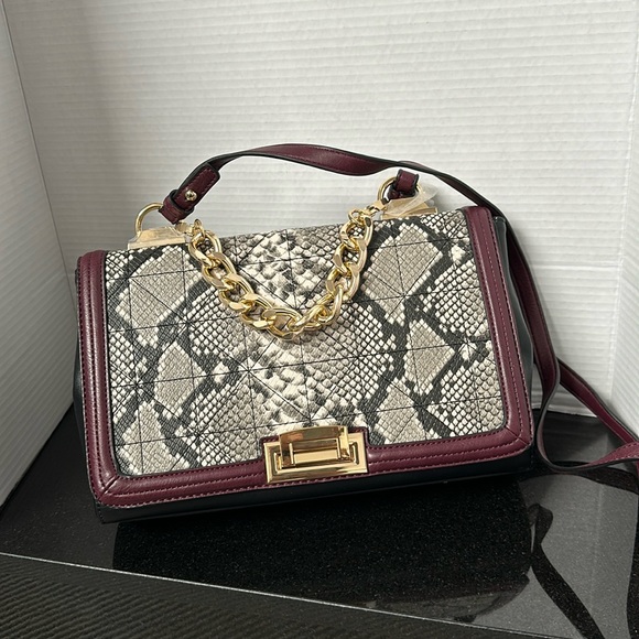 Aldo | Bags | New Crossbody Bag Large Burgundy And Snake Print | Poshmark